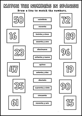 Match the Numbers in Spanish Worksheet | Spanish Level