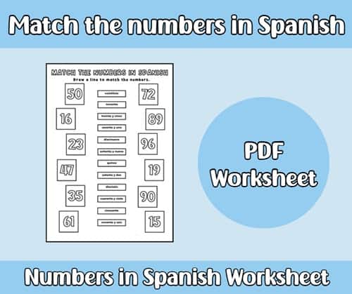 Match the Numbers in Spanish Worksheet | Spanish Level